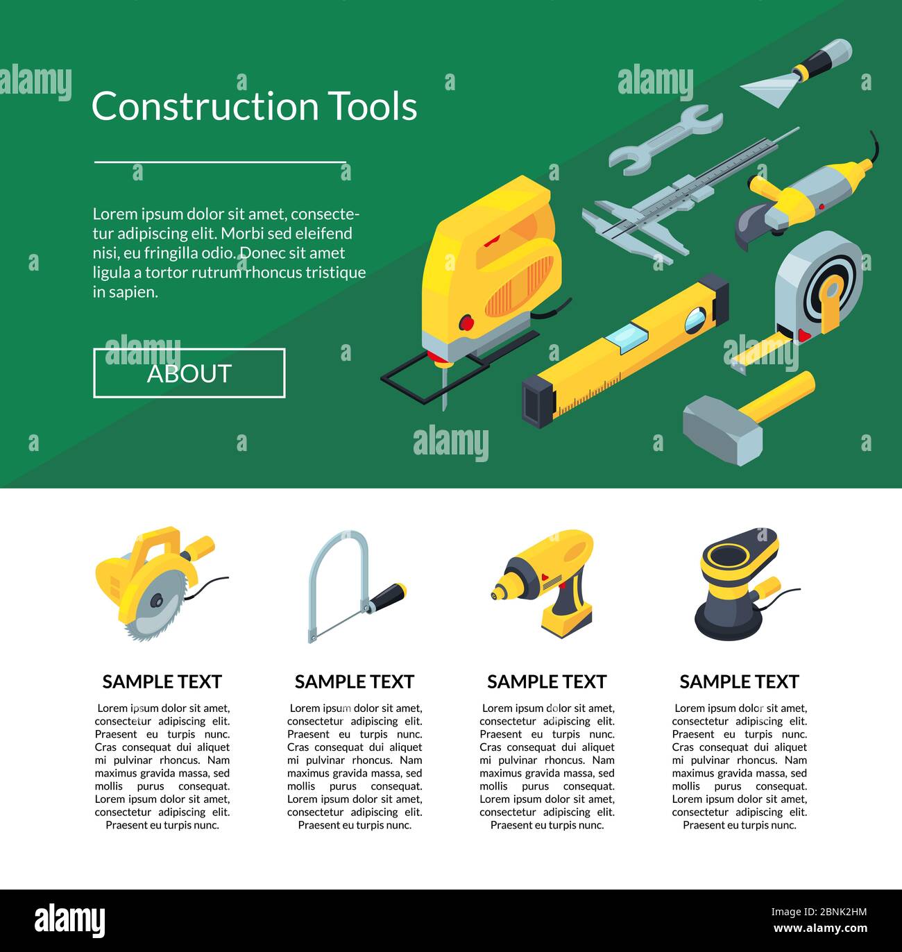 Vector construction tools isometric icons website Stock Vector Image ...