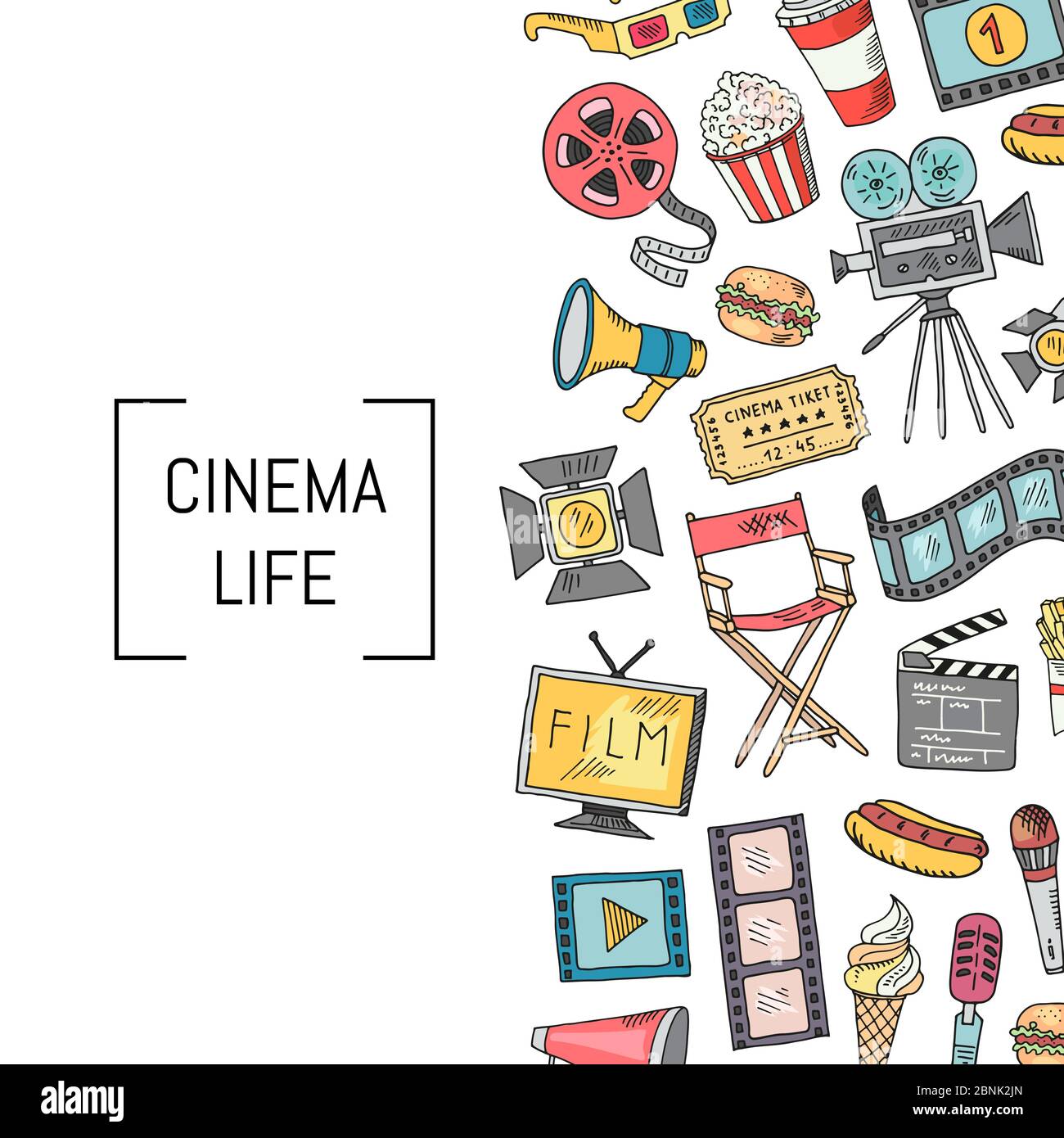 Vector cinema icons background illustration Stock Vector Image & Art ...
