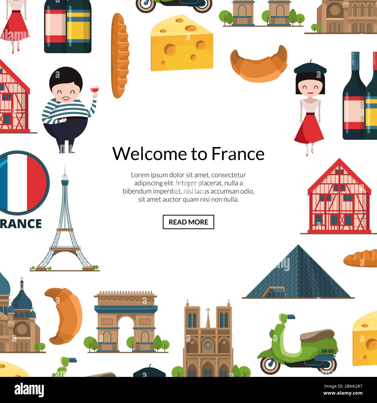 Vector cartoon France sights and objects Stock Vector Image & Art - Alamy