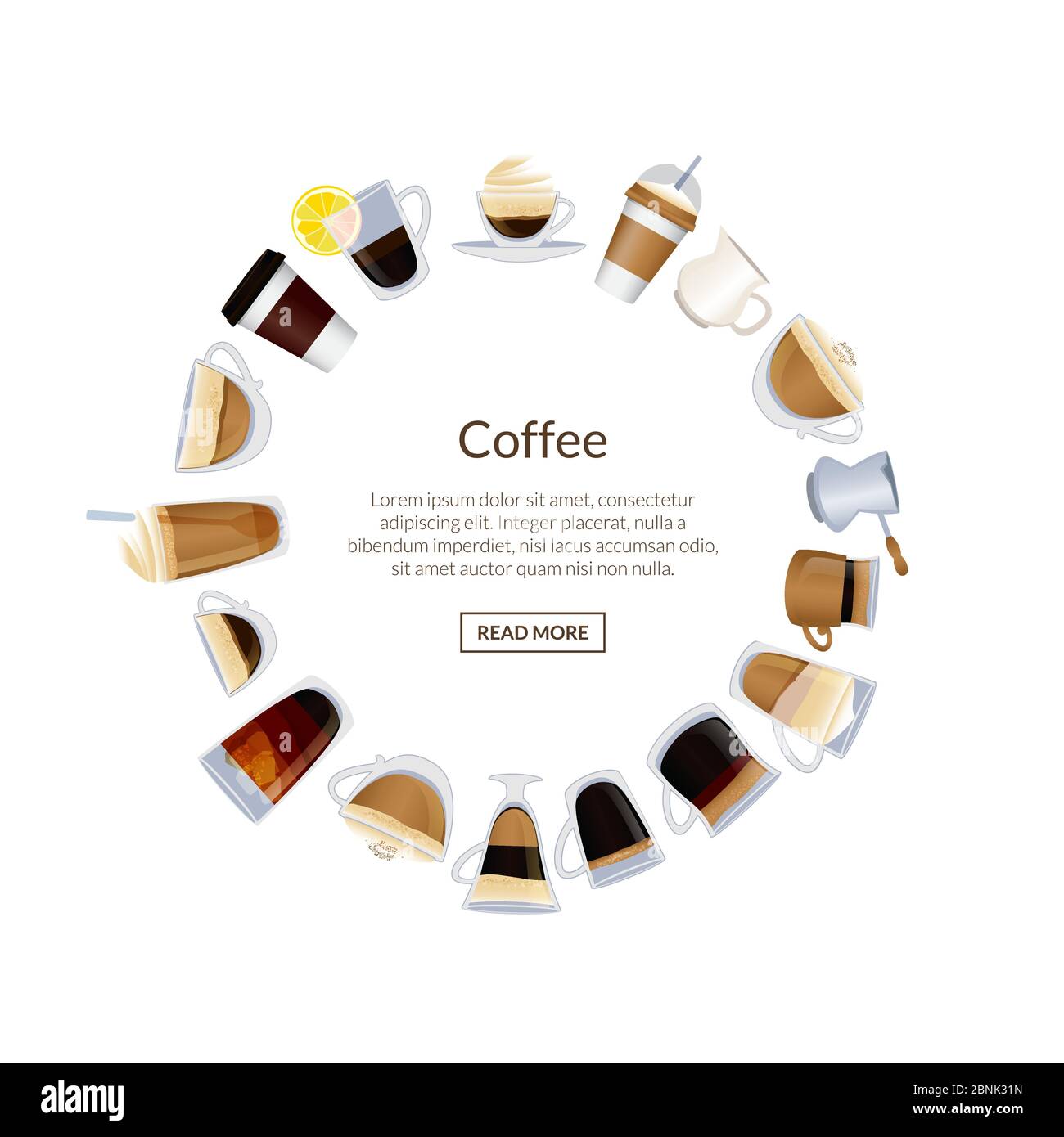 Vector circle of coffee cups illustration Stock Vector Image & Art - Alamy