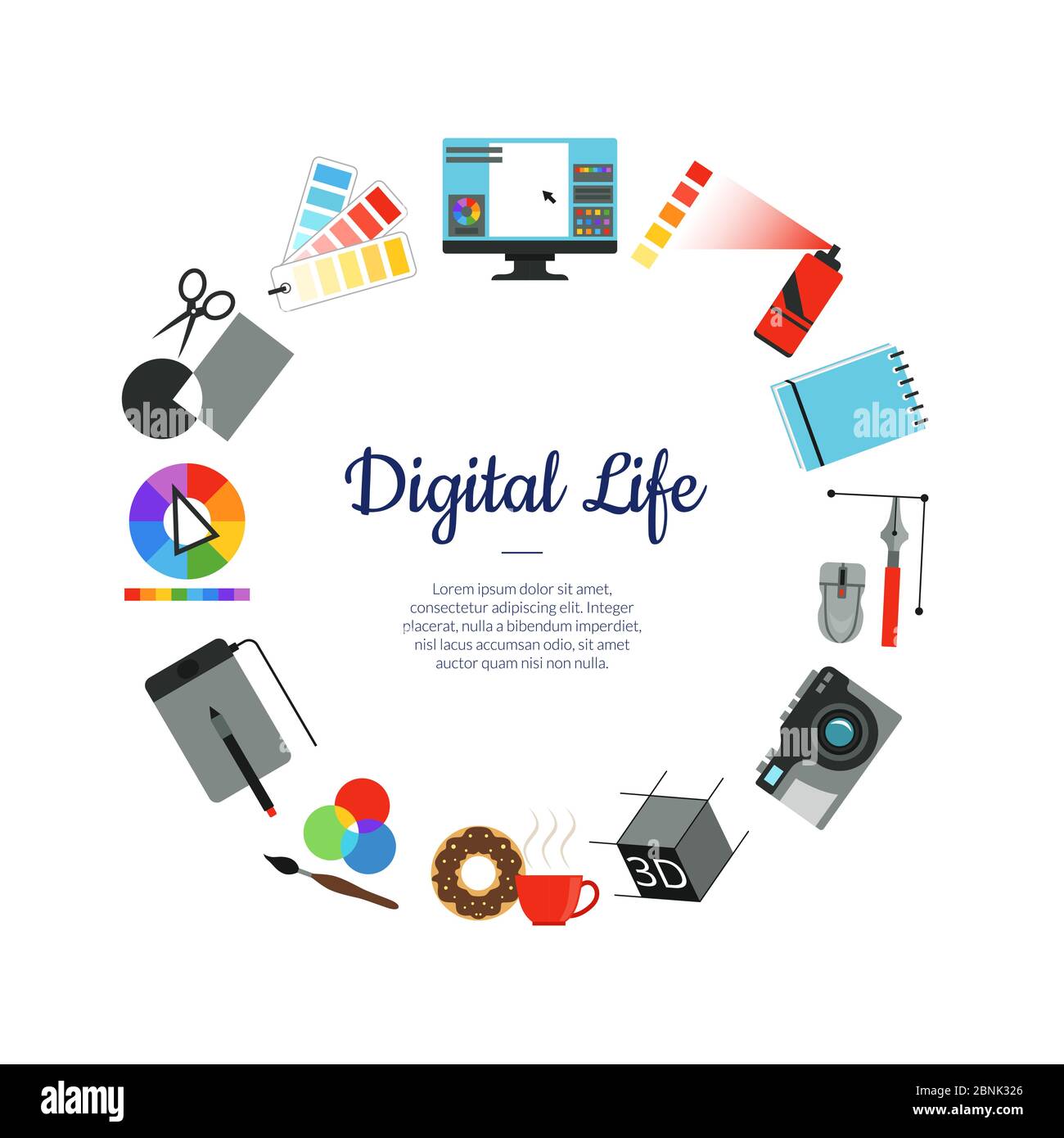 Vector digital art design icons circle concept Stock Vector Image & Art ...