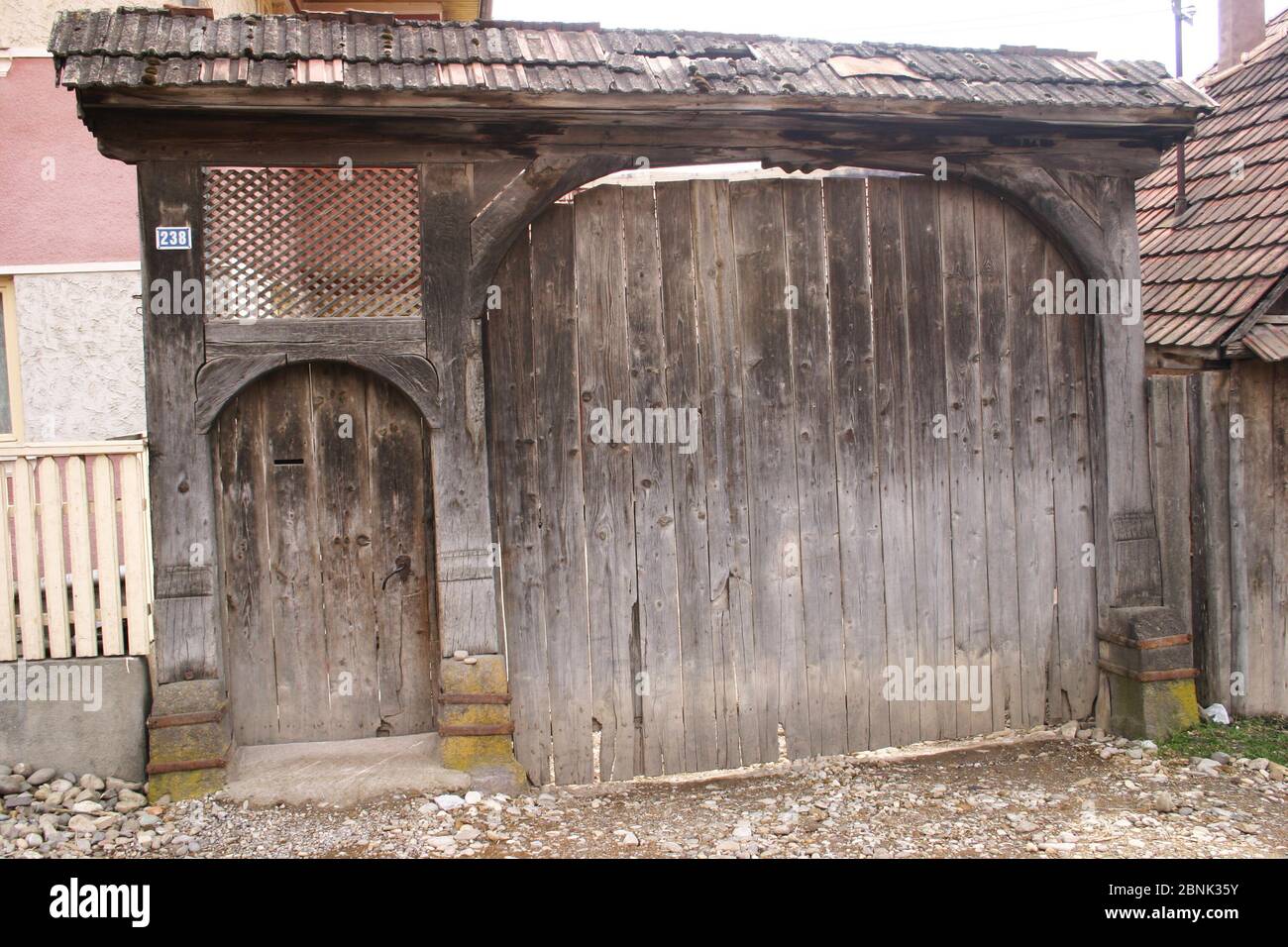 Old traditional wooden gate in Covasna County, Romania Stock Photo - Alamy