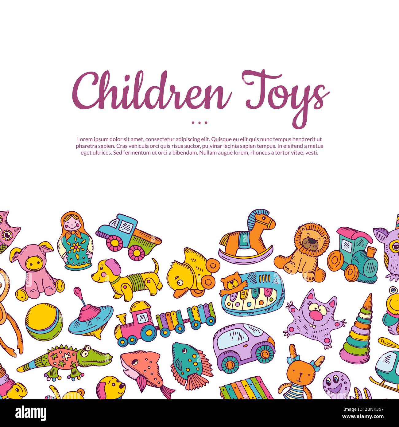 Vector hand drawn children or kid toys illustration Stock Vector Image ...