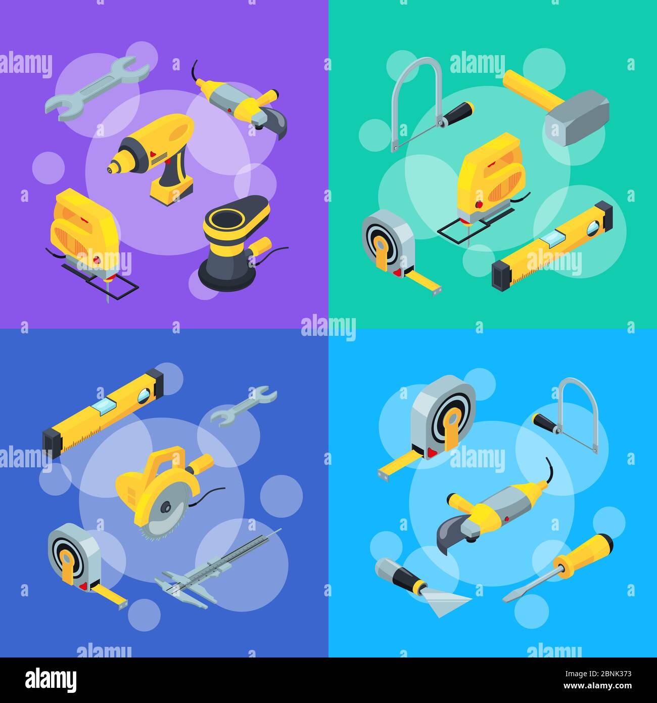 Vector construction tools isometric icons concept illustration Stock Vector Image & Art - Alamy