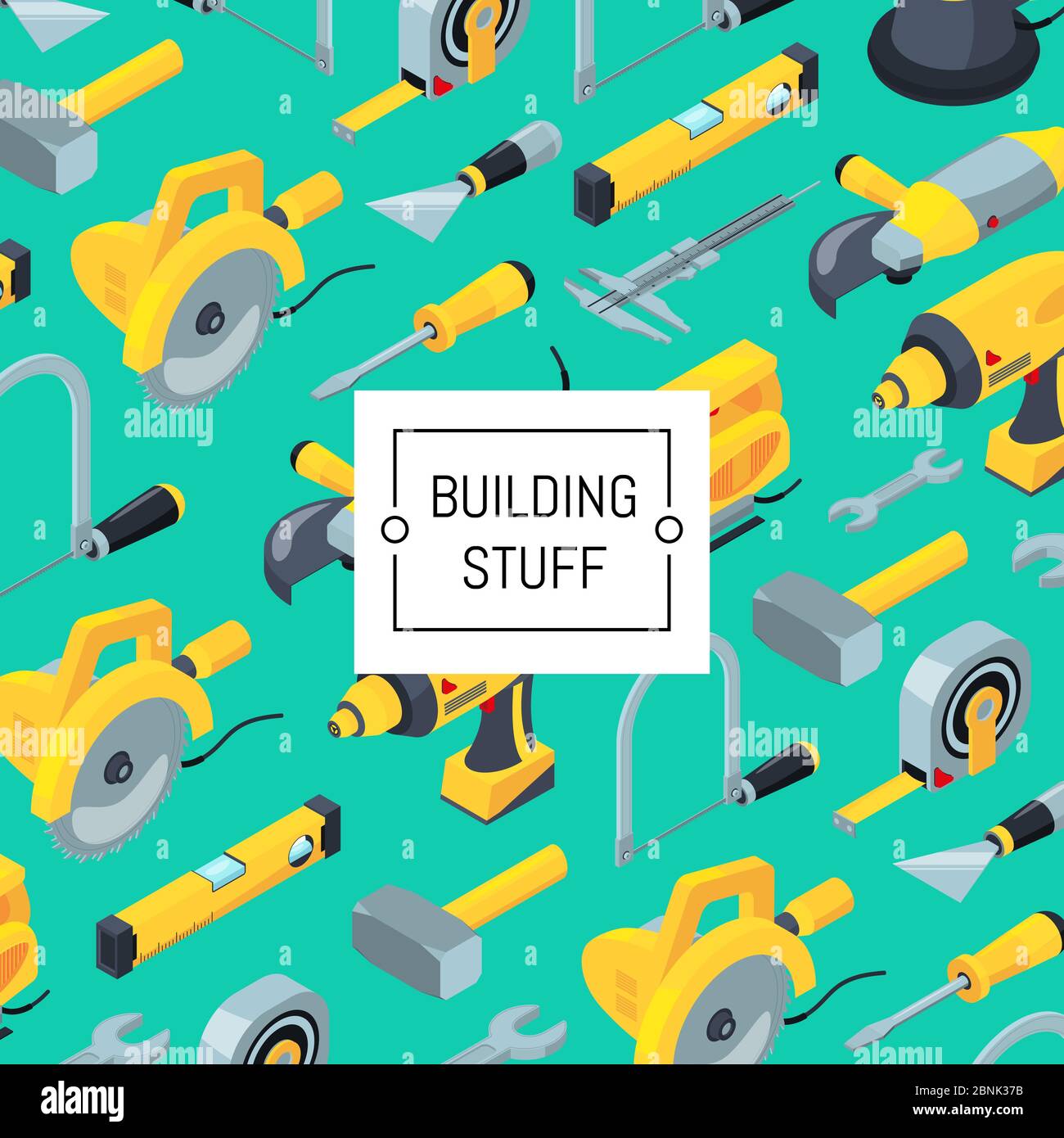 Vector construction tools isometric icons background illustration Stock ...