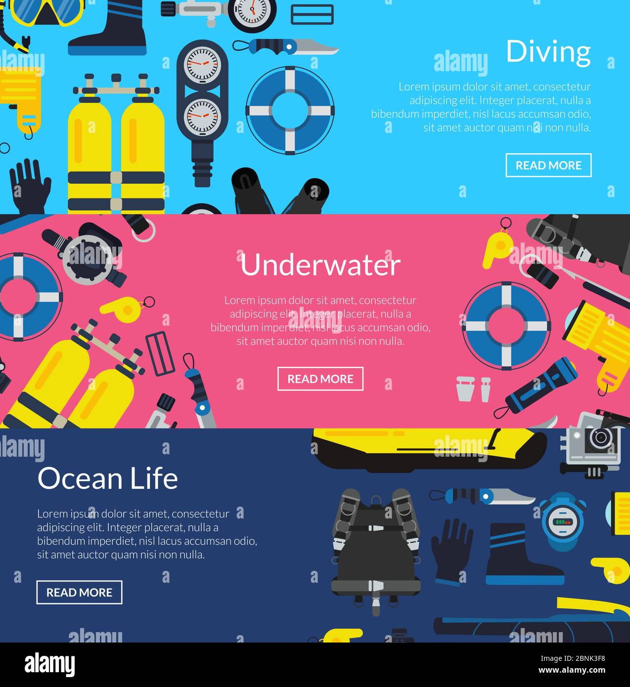 Vector underwater diving horizontal banner templates Stock Vector Image ...