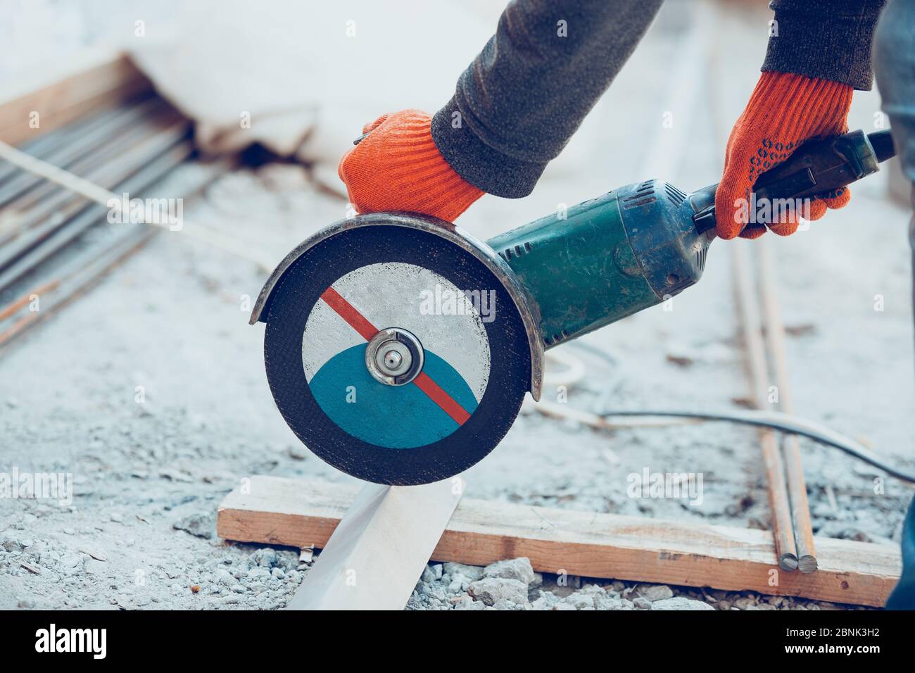 Closeup of repairman in uniform, professional builder working using ...