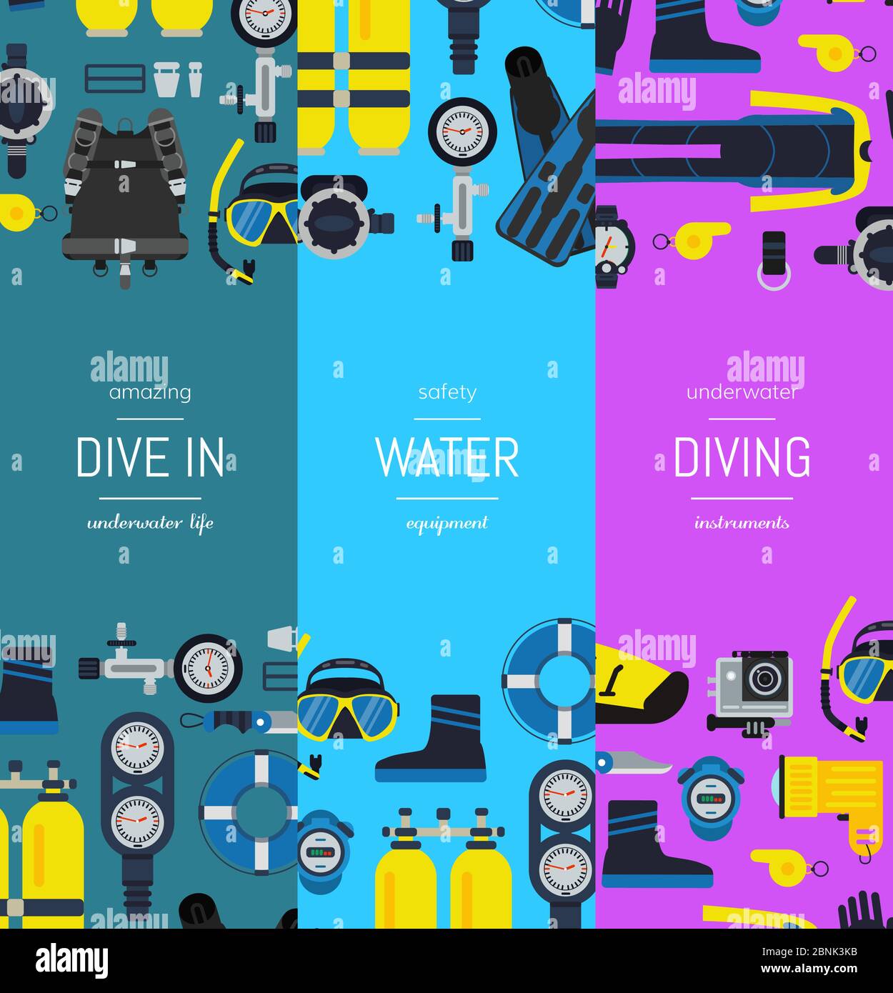 Vector underwater diving vertical banner templates Stock Vector Image ...