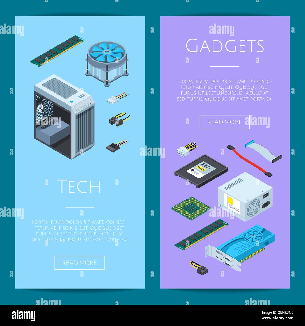Vector isometric electronic devices vertical web banners illustration ...