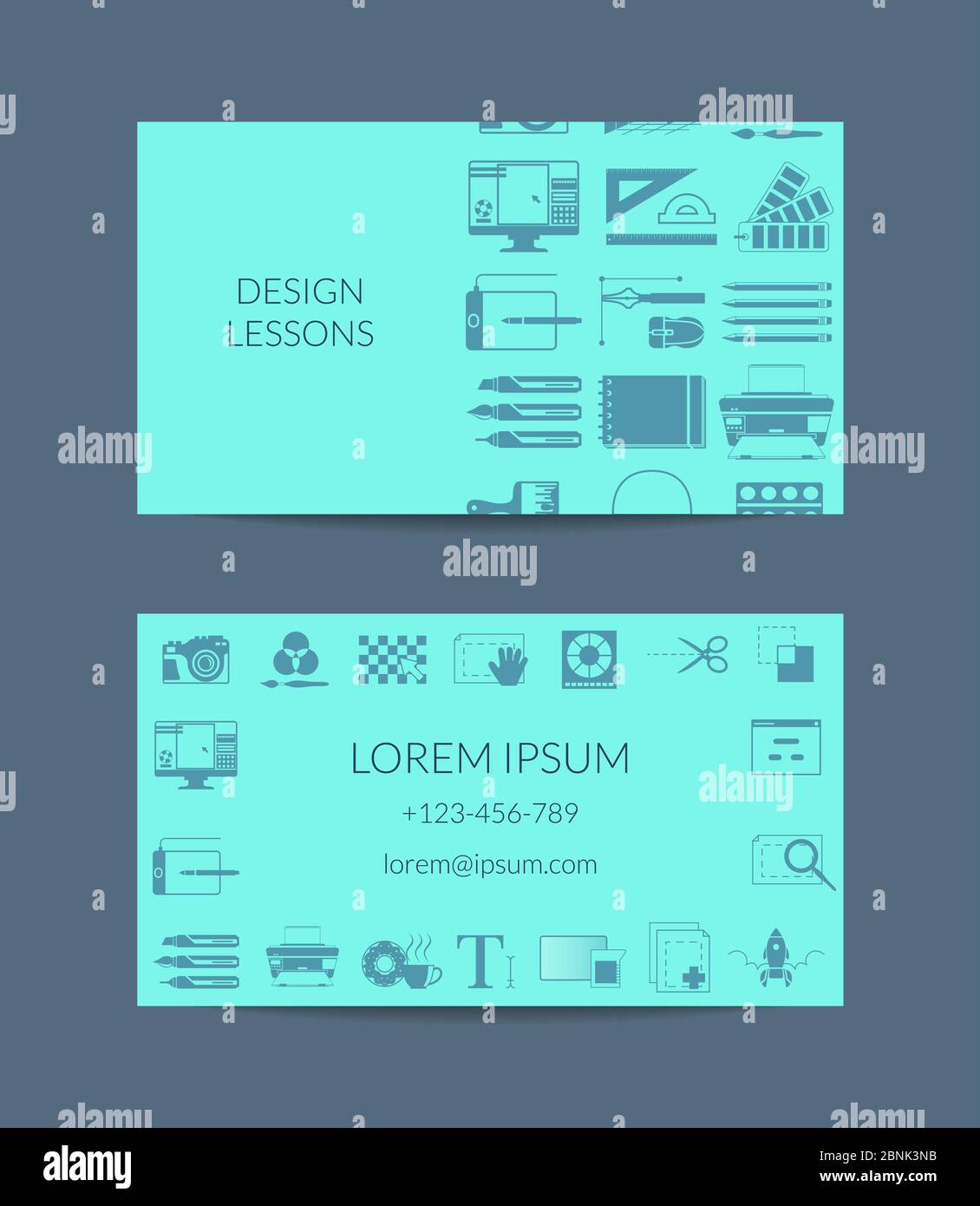 Vector digital art design studion or lessons business card template ...