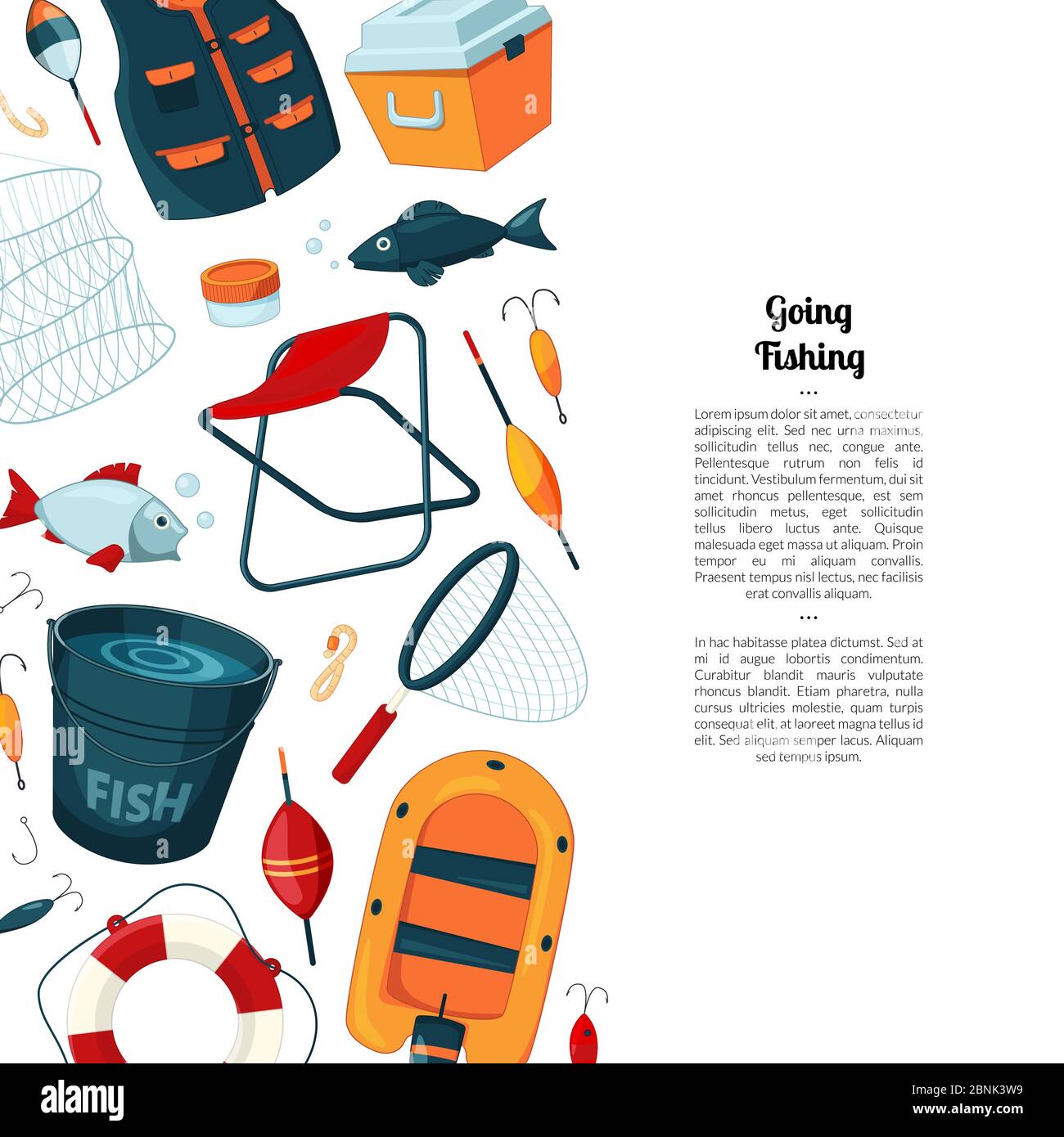 Vector background cartoon fishing equipment Stock Vector Image & Art ...