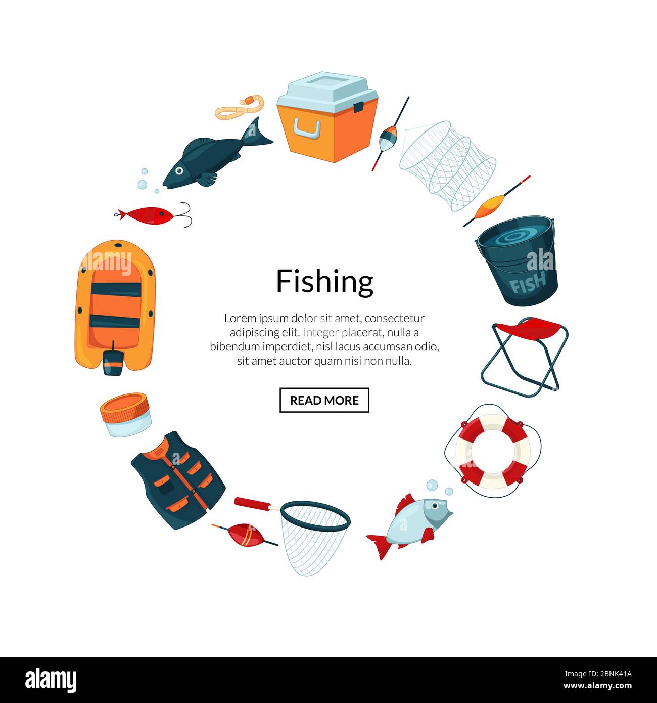 Vector cartoon fishing equipment Stock Vector Image & Art - Alamy