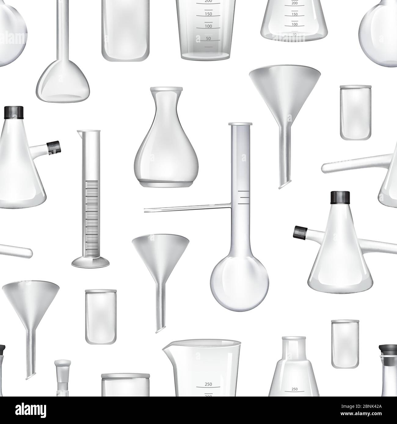 Vector pattern background illustration with chemical laboratory glass ...