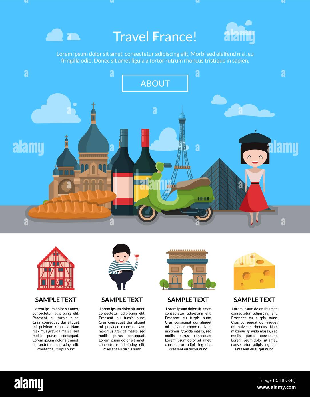 Vector cartoon France sights page illustration Stock Vector Image & Art ...
