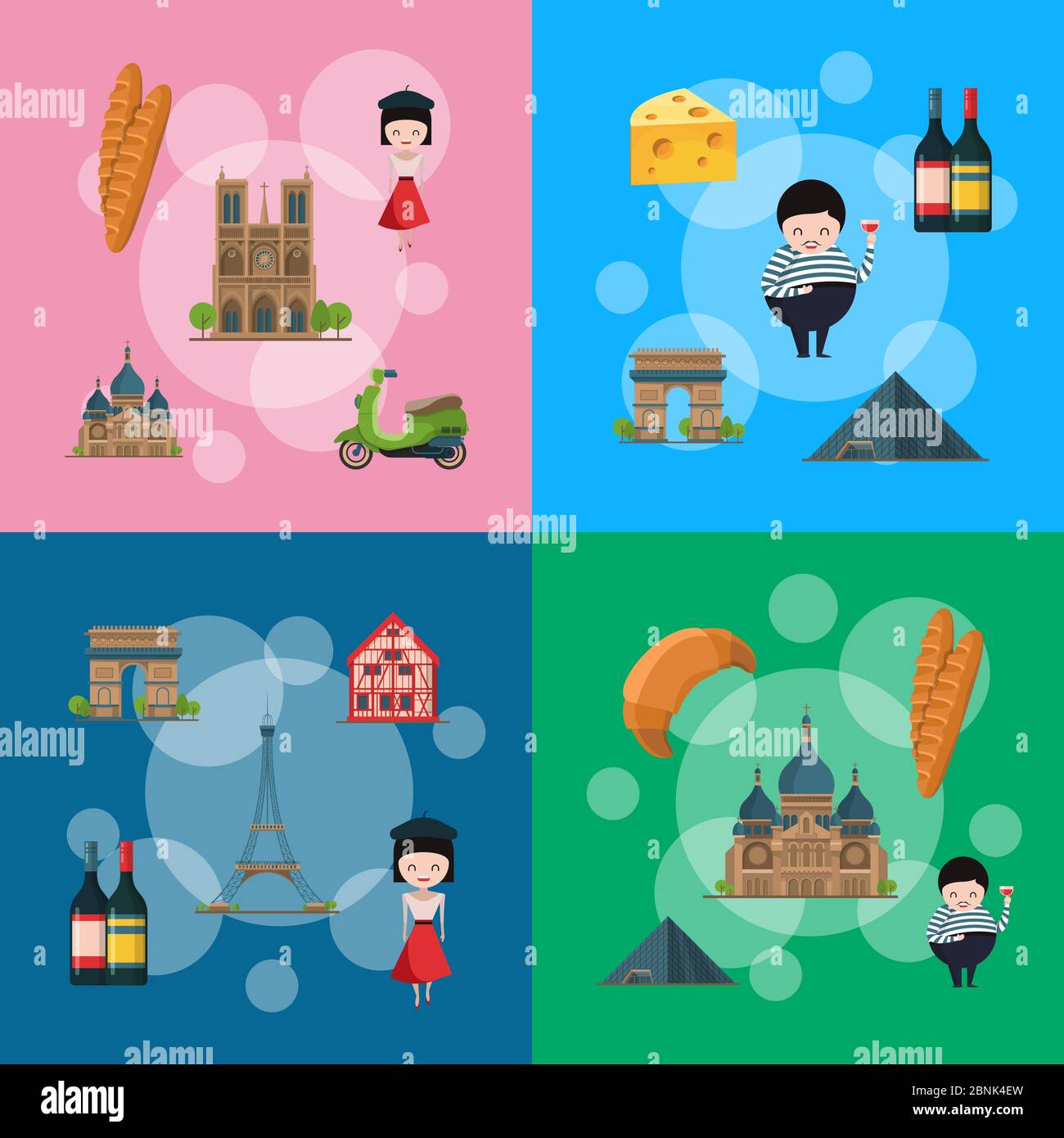 Vector cartoon France sights illustration Stock Vector Image & Art - Alamy