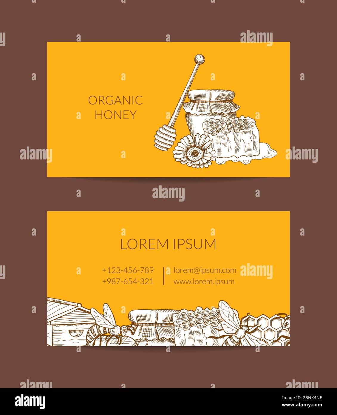 Vector business card template for honey farmer or shop Stock Vector ...