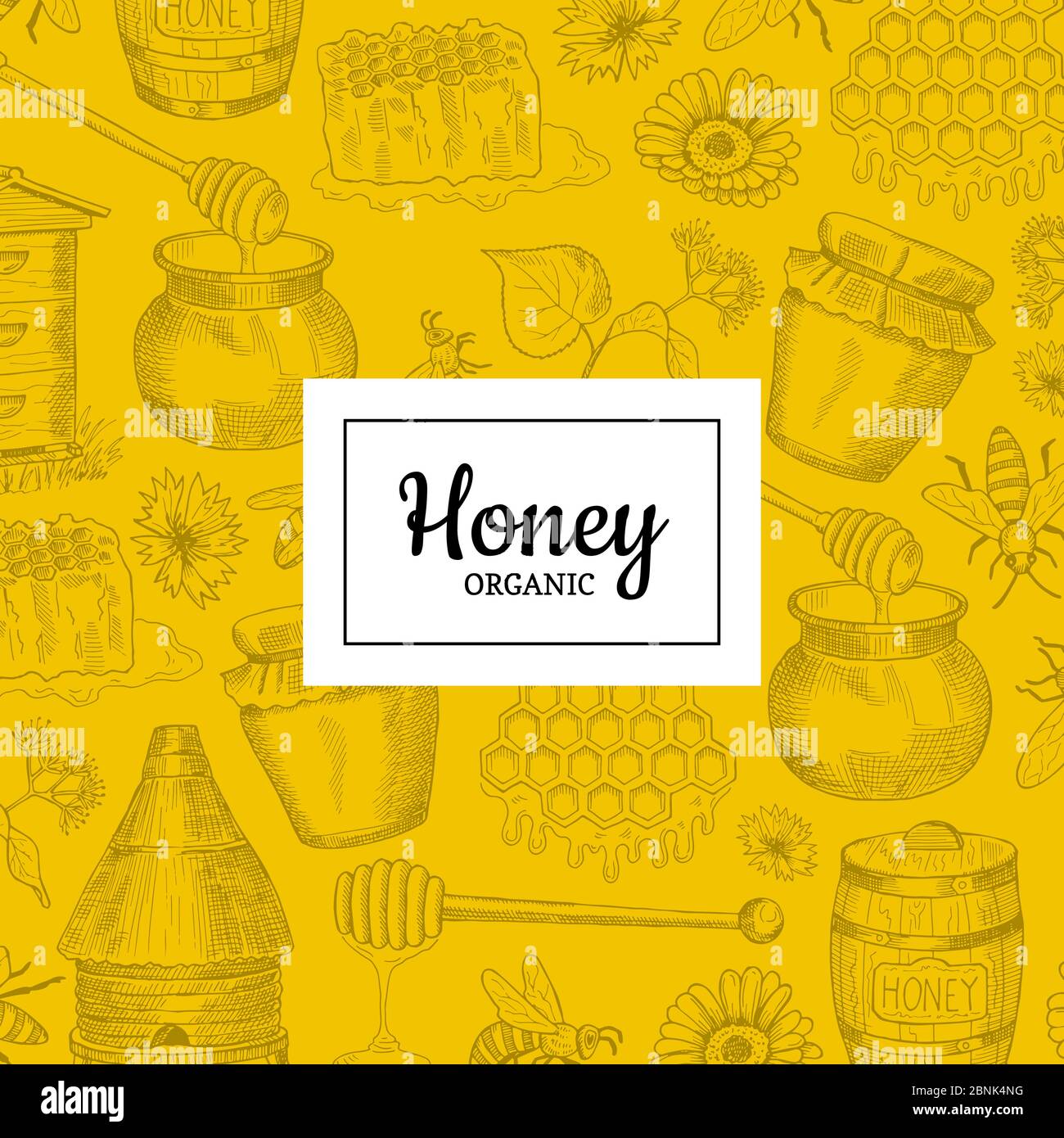Vector background with sketched honey elements Stock Vector Image & Art ...