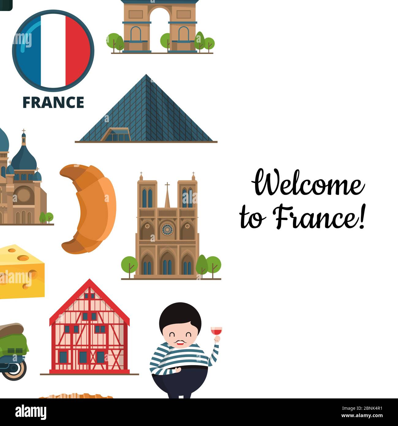 Vector cartoon France sights and objects background Stock Vector Image & Art - Alamy