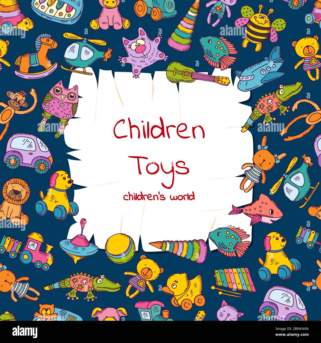 Vector ripped paper with place for text surrounded by sketched colored ...