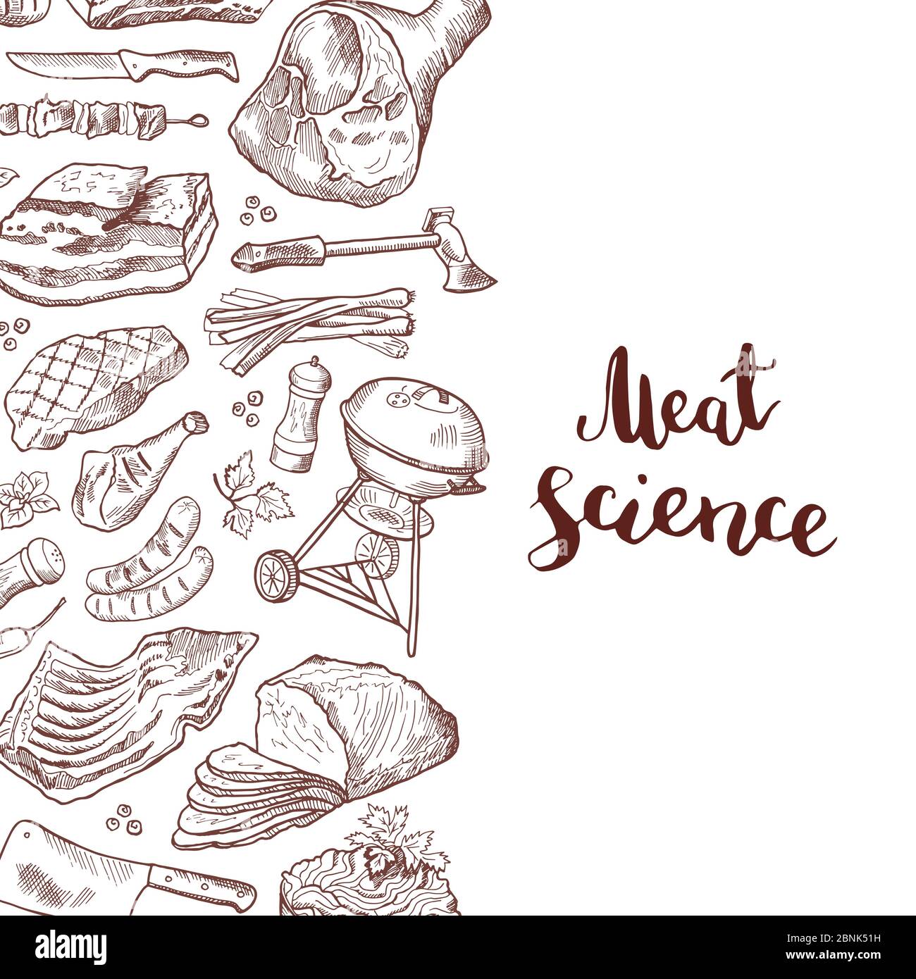 Vector hand drawn meat elements Stock Vector Image & Art - Alamy