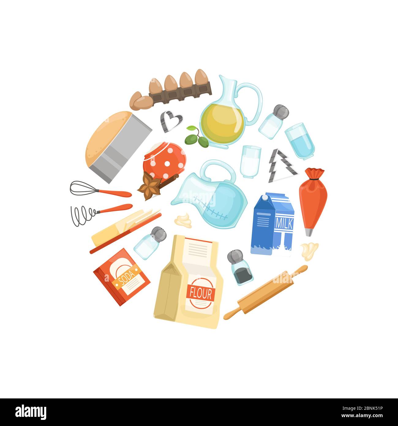 Vector cooking ingridients or groceries circle concept illustration ...
