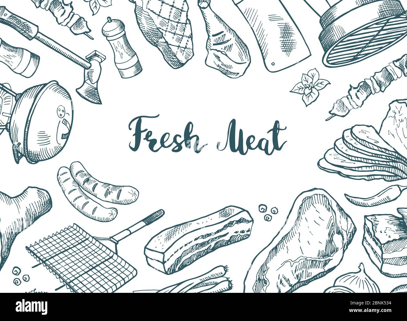 Handmade meat Stock Vector Images - Alamy