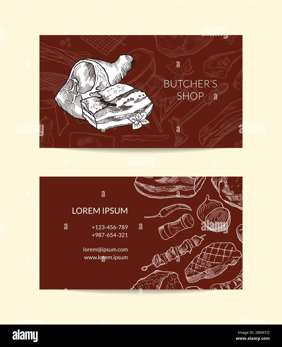 Vector business card template for butchers shop Stock Vector Image ...