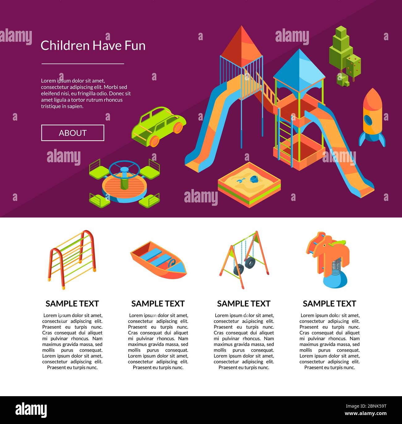 Vector isometric playground template illustration Stock Vector Image ...