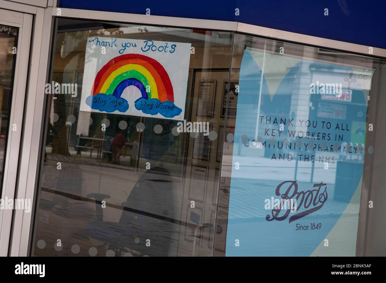 The window of a Boots store in Cardiff city centre, May 2020 Stock ...