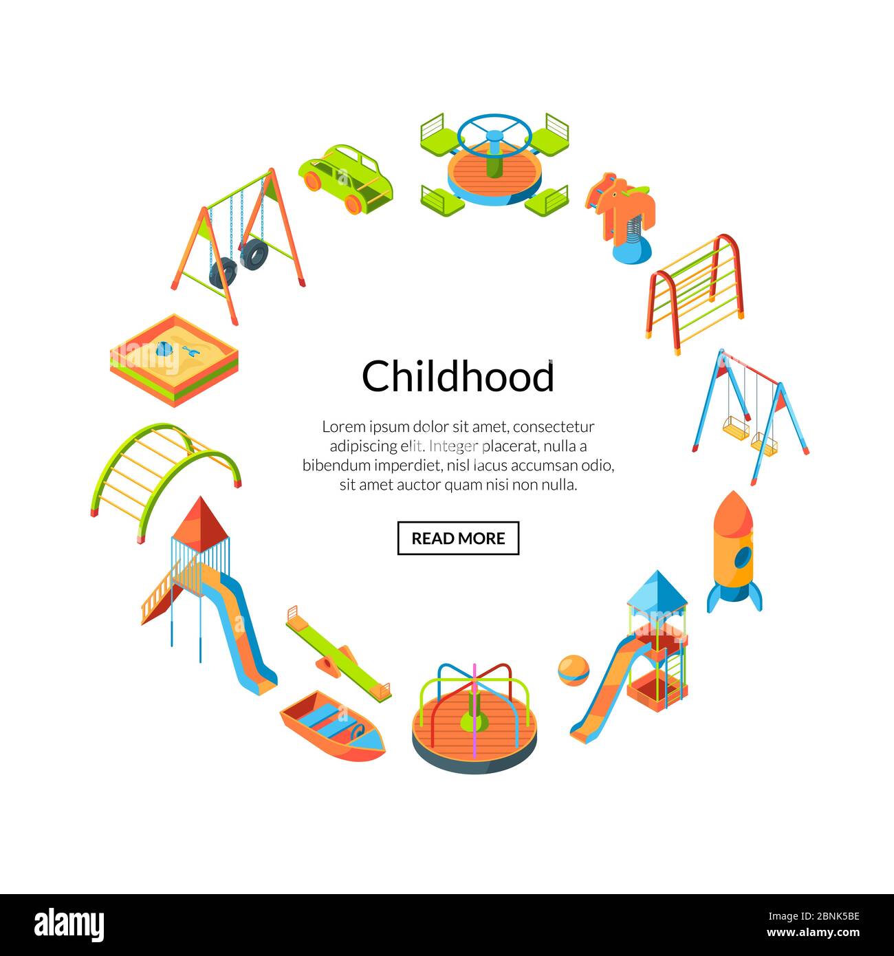 Vector isometric playground objects illustration Stock Vector Image ...