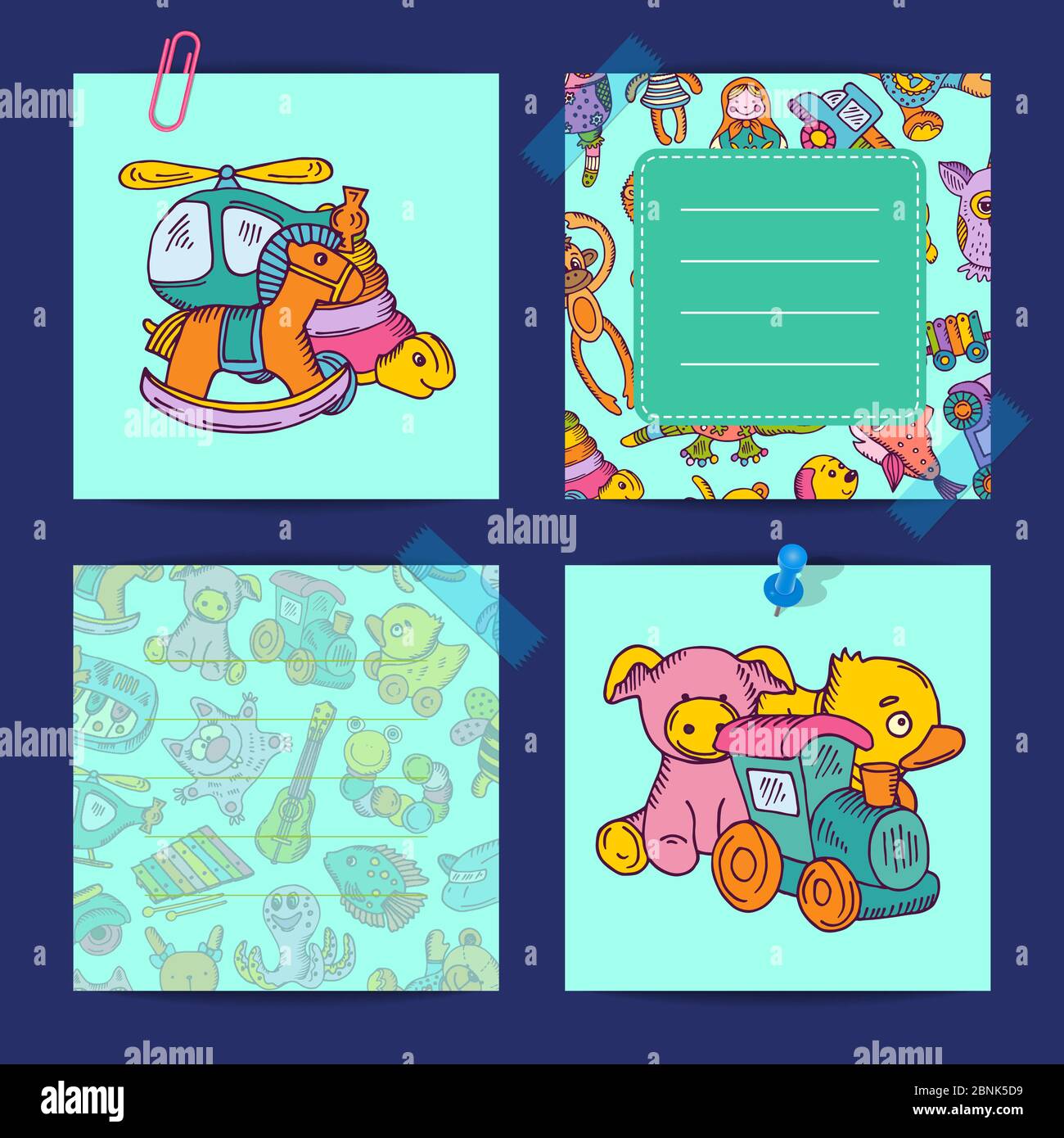 Vector notes set with children toys illustration Stock Vector Image ...