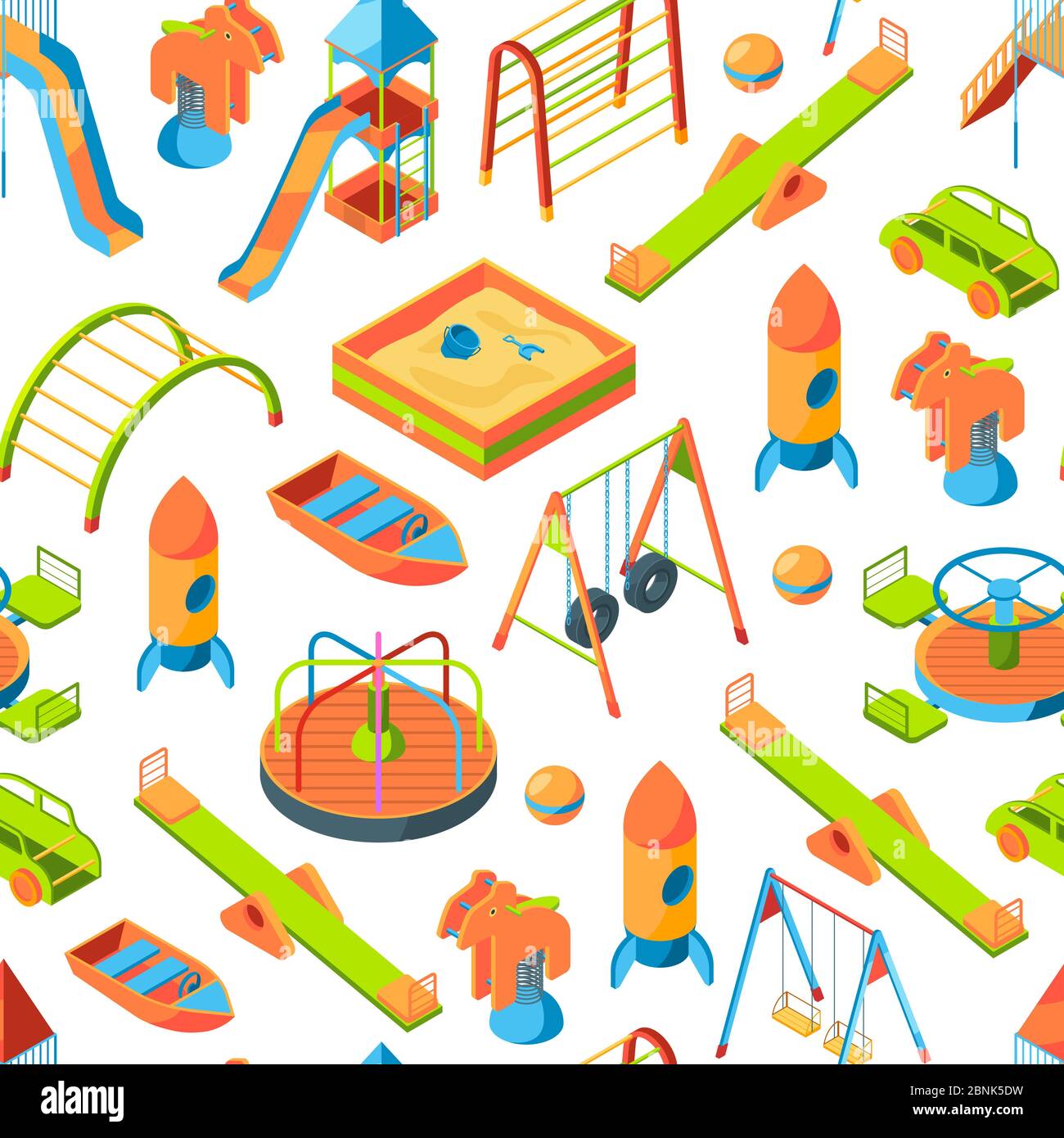 Vector isometric playground objects background or pattern illustration ...