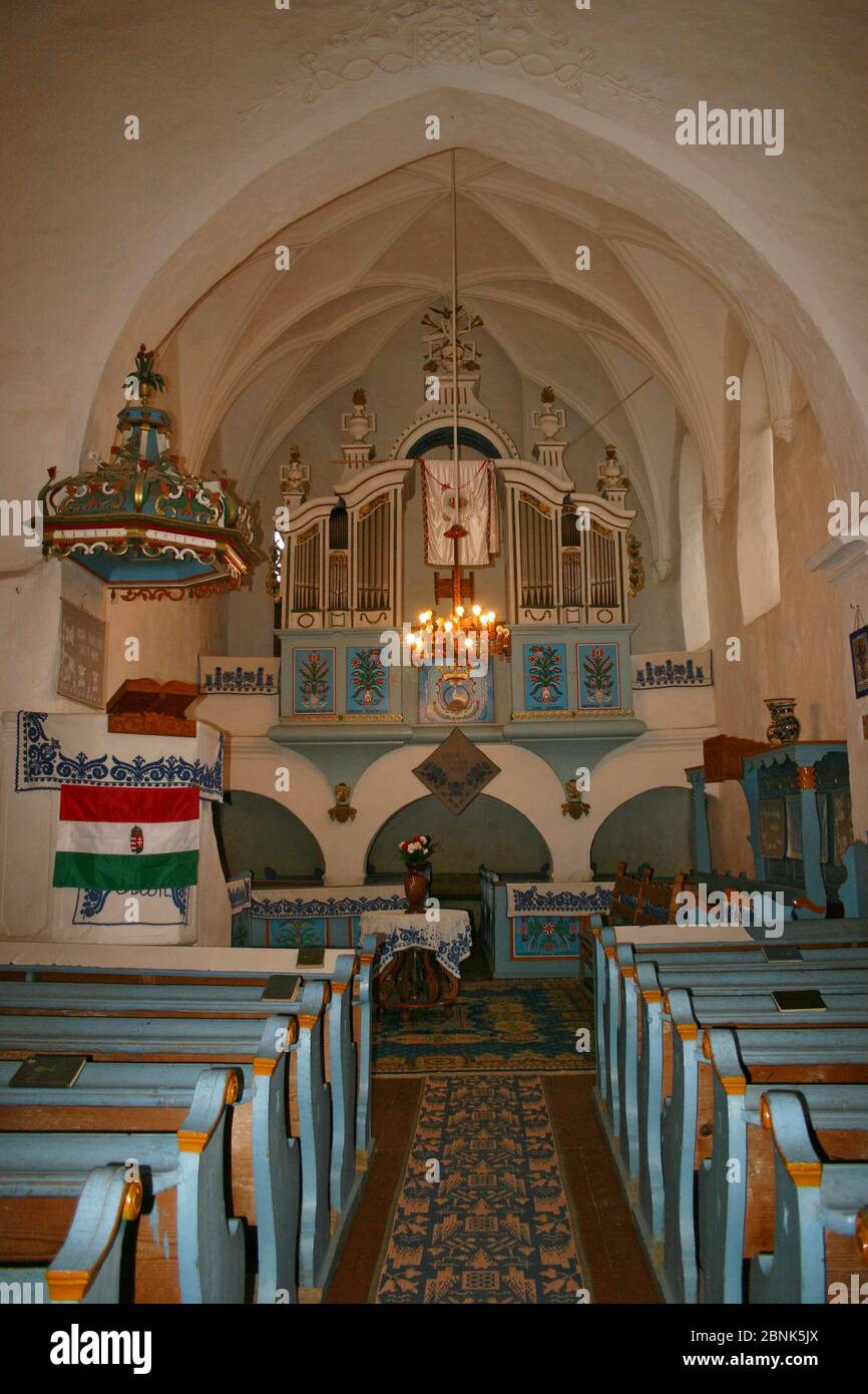 Harghita County, Romania. Interior of the fortified Darjiu Church, a ...