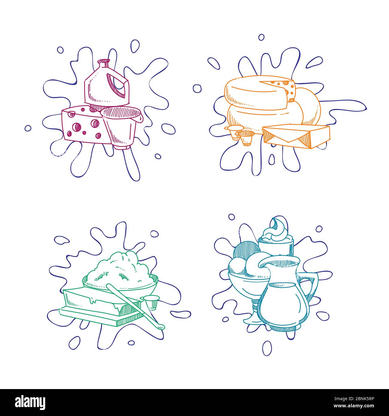 Vector milk splash collection Cut Out Stock Images & Pictures - Alamy
