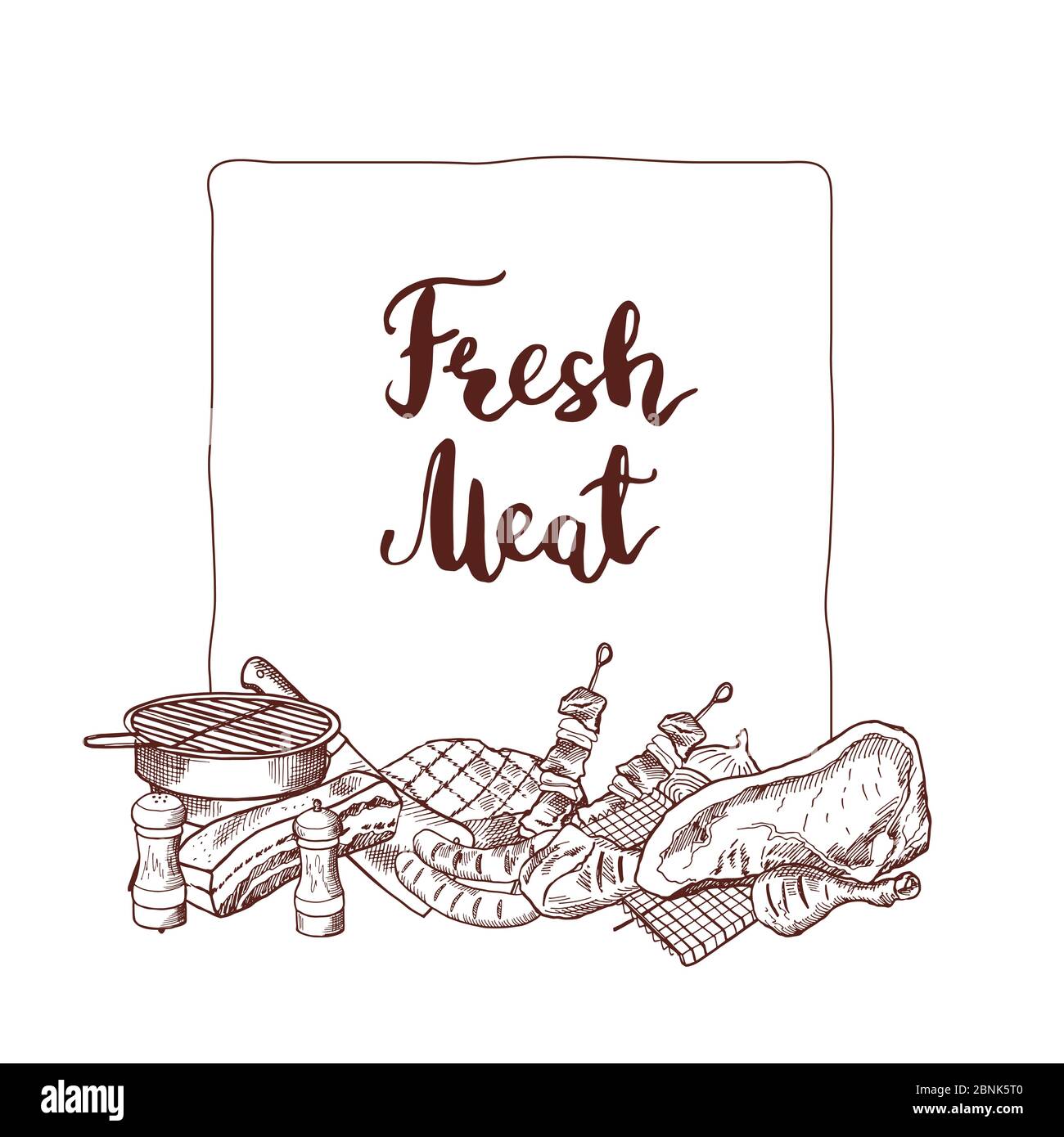 Hand drawn logo pork Stock Vector Images - Alamy