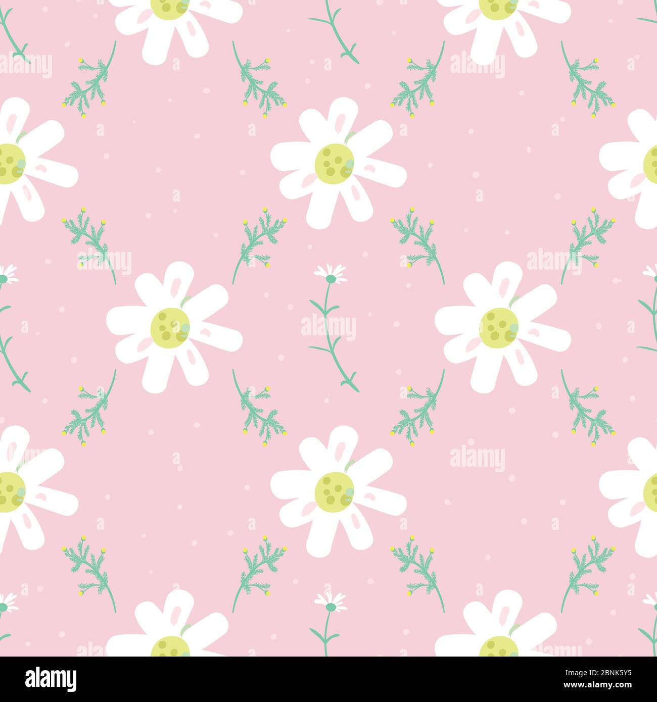 Daisies Seamless Vector Pattern In Pastel Colors Stock Vector Image