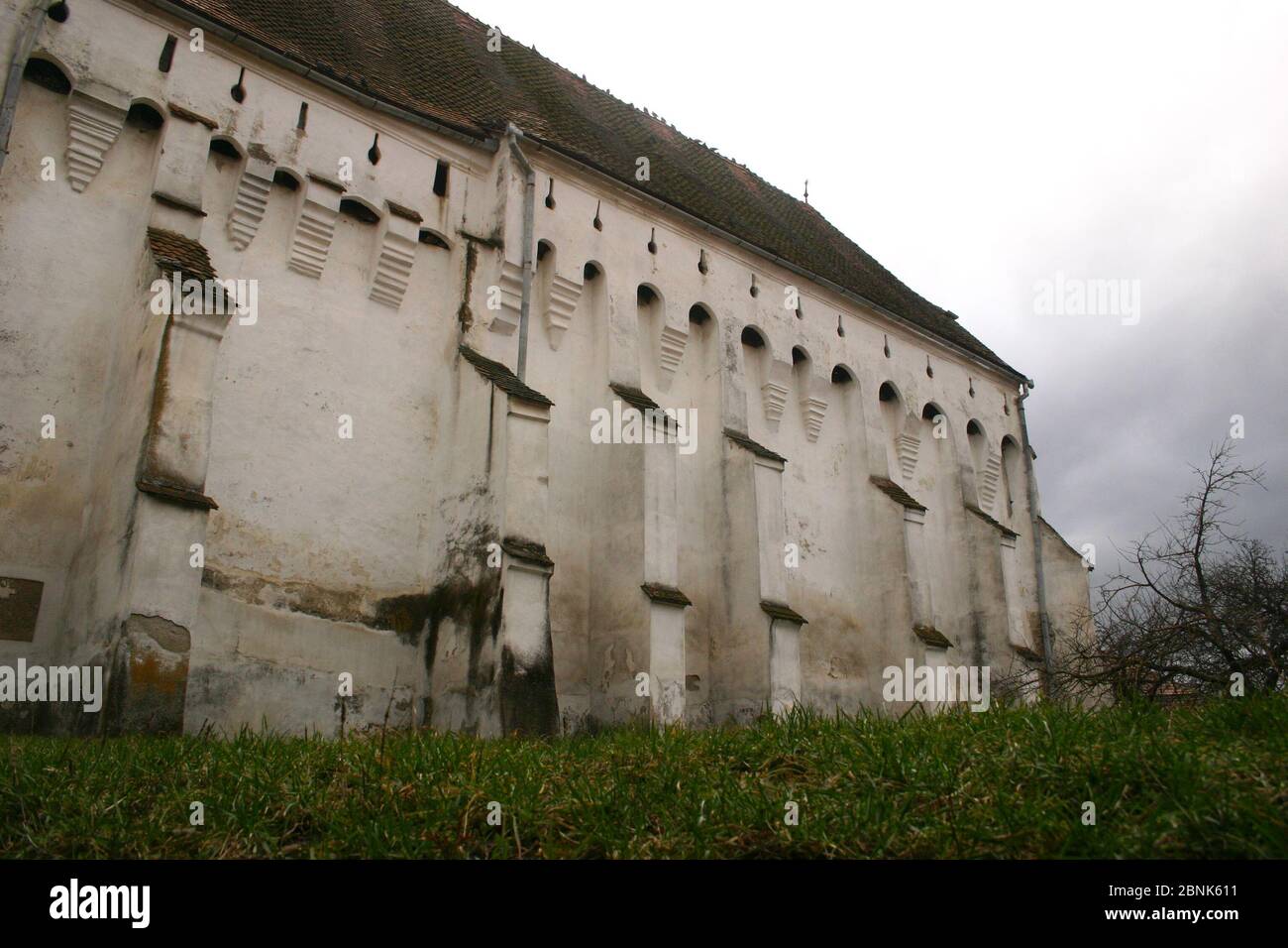 Harghita County, Romania. Exterior of the fortified Darjiu Church, a ...