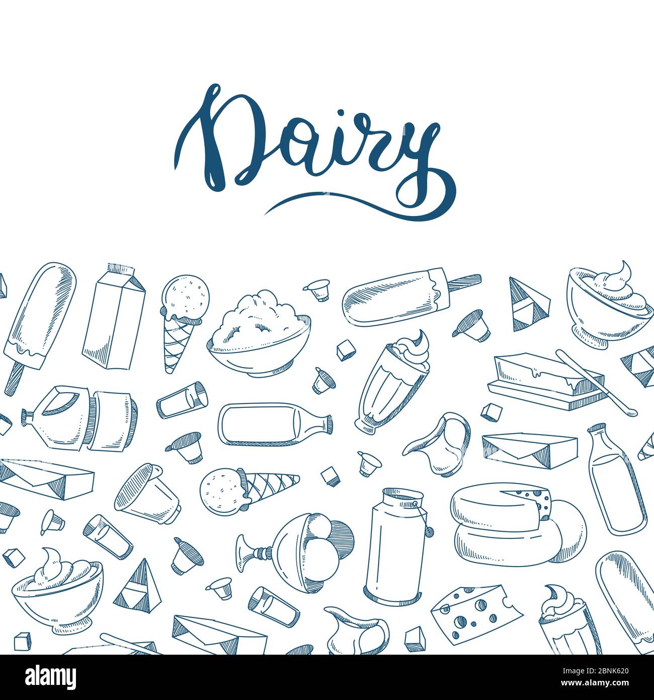 Vector sketched dairy products illustration Stock Vector Image & Art ...