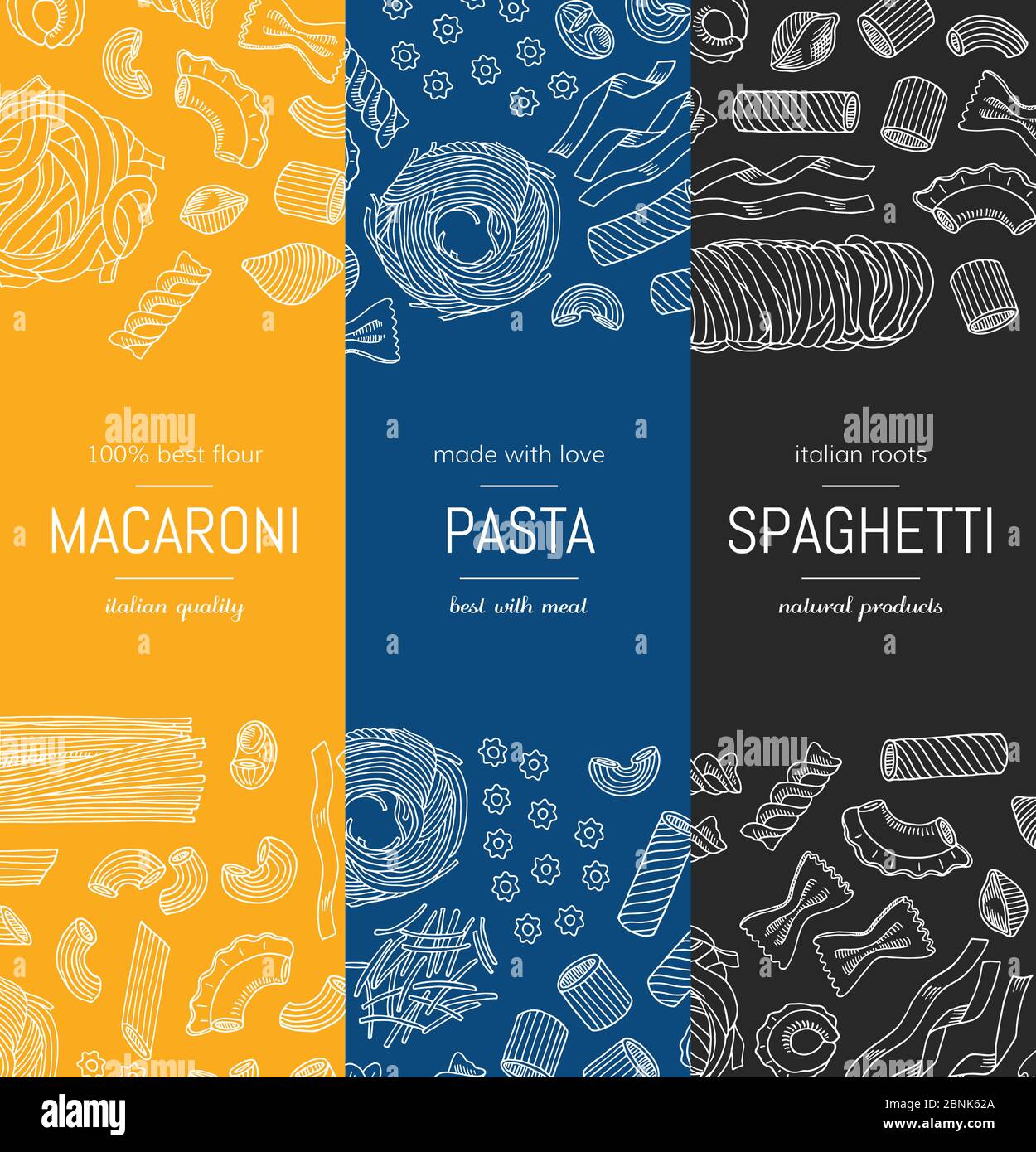 Vector hand drawn pasta types vertical banner templates Stock Vector ...