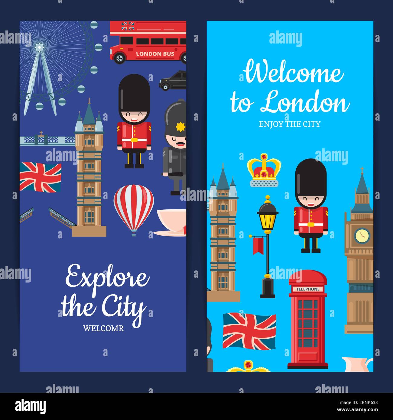 Vector cartoon London sights banners illustration Stock Vector Image ...