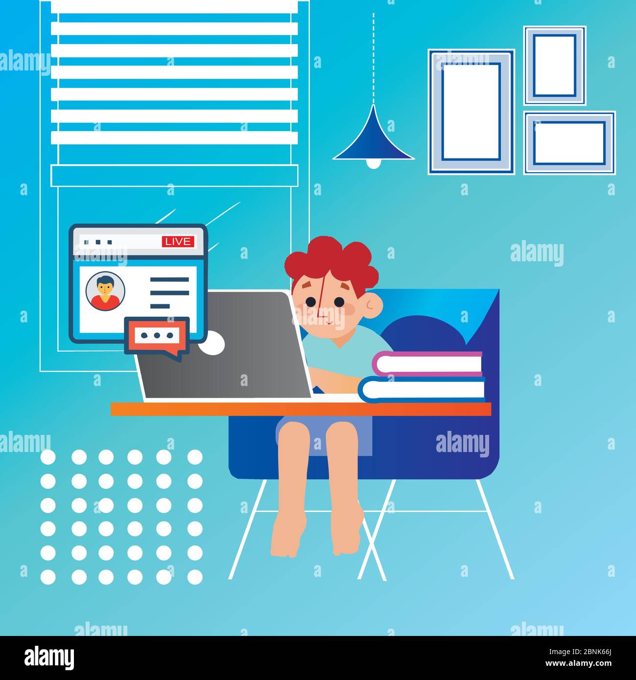 illustration of teacher on computer screen. Online education concept ...