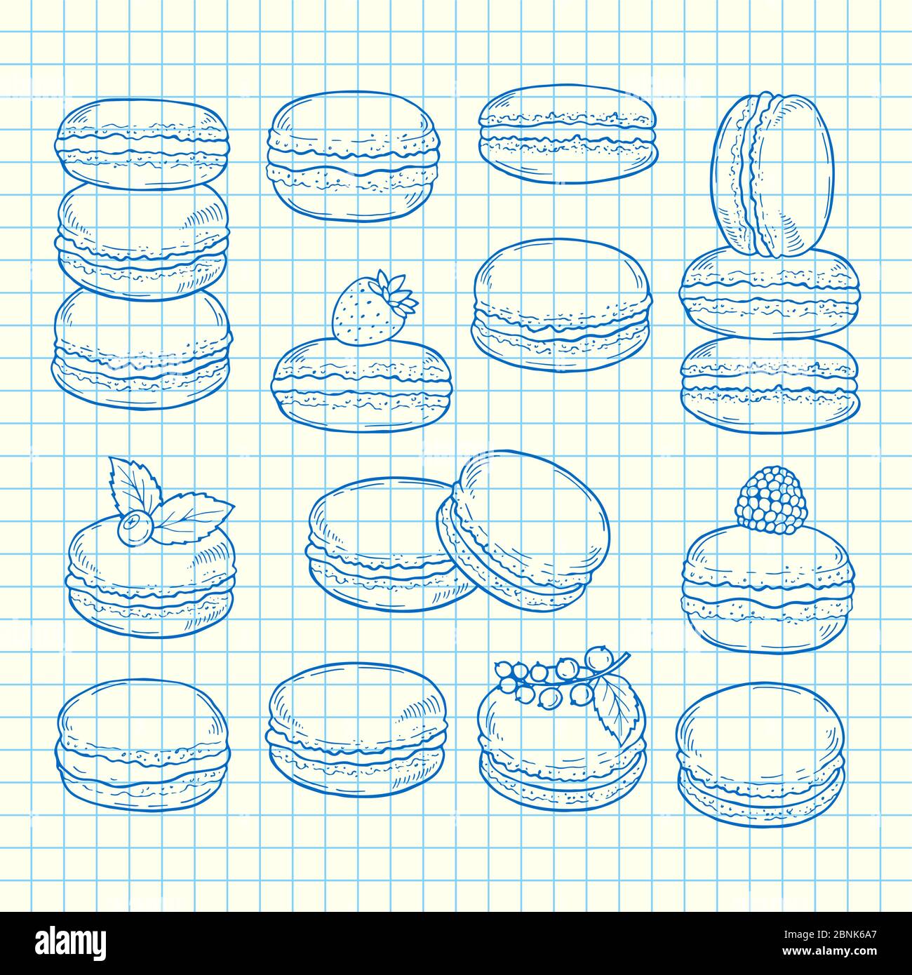 Vector set of hand drawn macaroons illustration Stock Vector Image ...