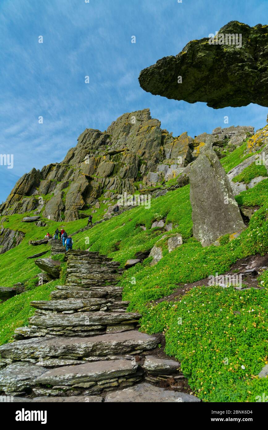 Stone steps on Skellig Michael, Skellig Islands World Heritage Site ...