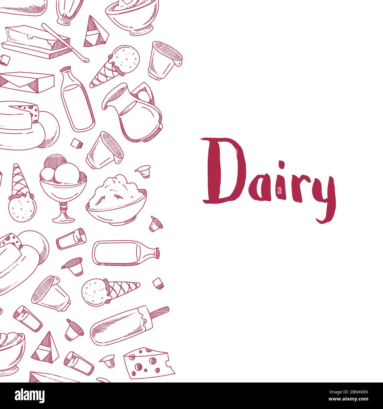 Vector sketched dairy products illustration Stock Vector Image & Art ...