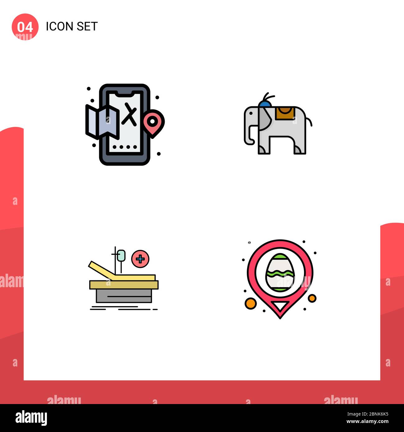 Set of 4 Modern UI Icons Symbols Signs for mobile, hospital, map ...