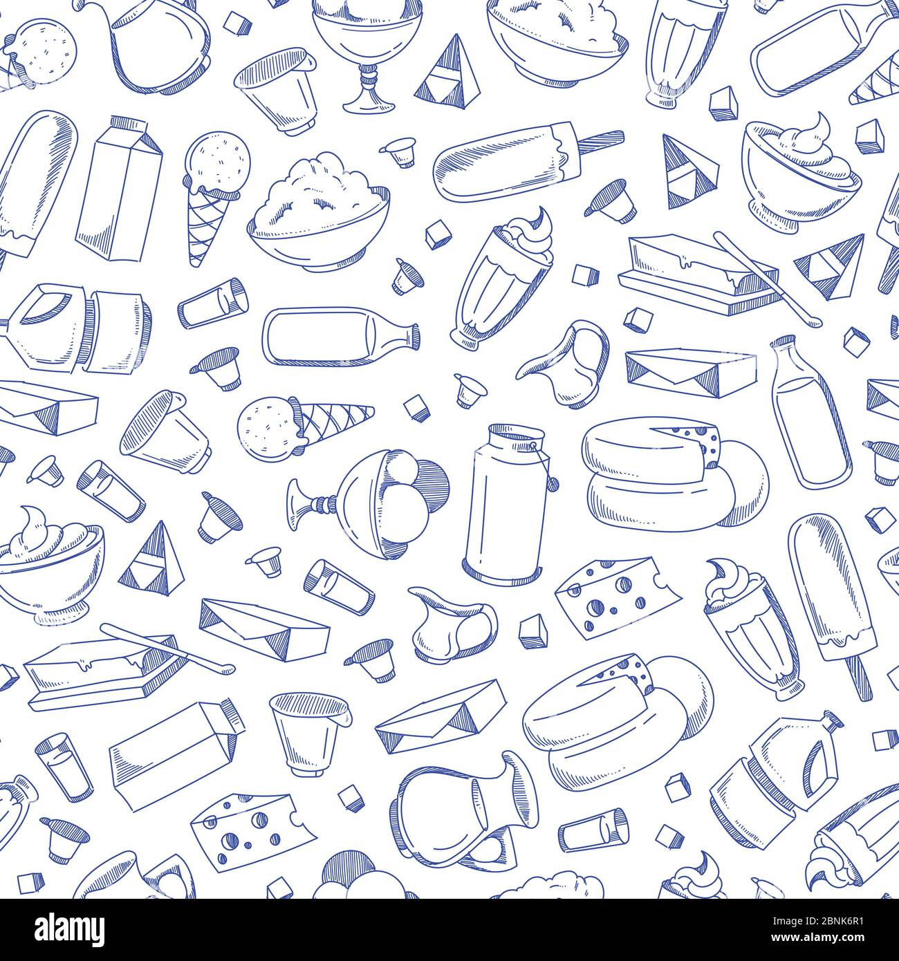 Vector monochrome hand drawn dairy products pattern Stock Vector Image ...