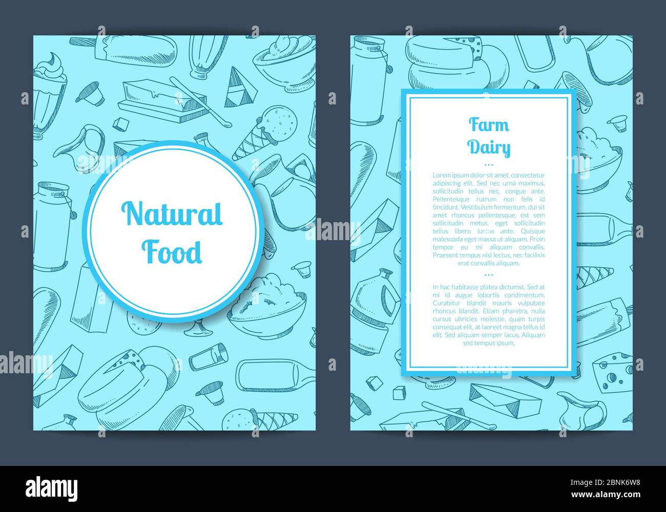 Vector card template with place for text and contoured hand drawn milk ...