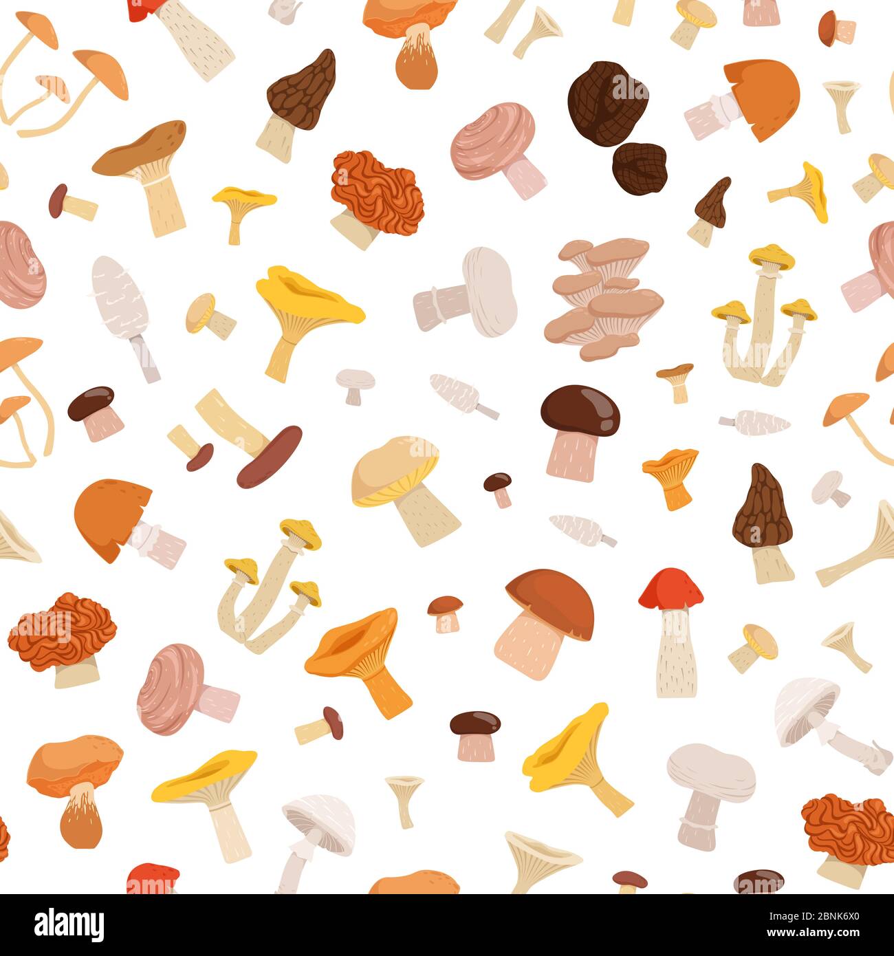Vector pattern or background illustration with cartoon mushrooms Stock ...