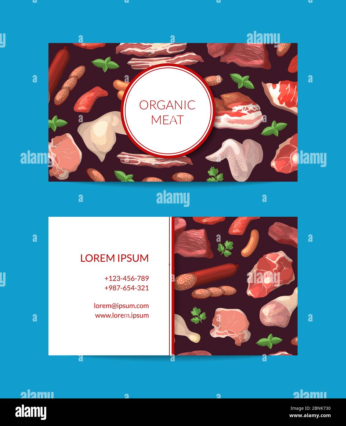 Vector cartoon meat elements business card Stock Vector Image & Art - Alamy