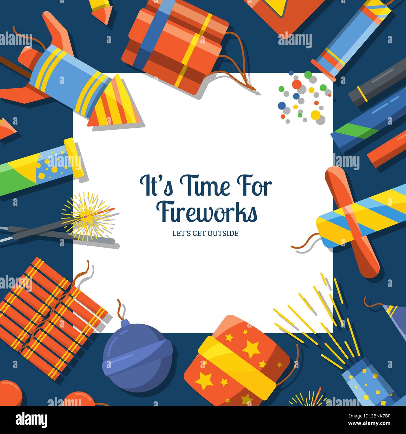 Vector cartoon pyrotechnics background illustration with place for text ...